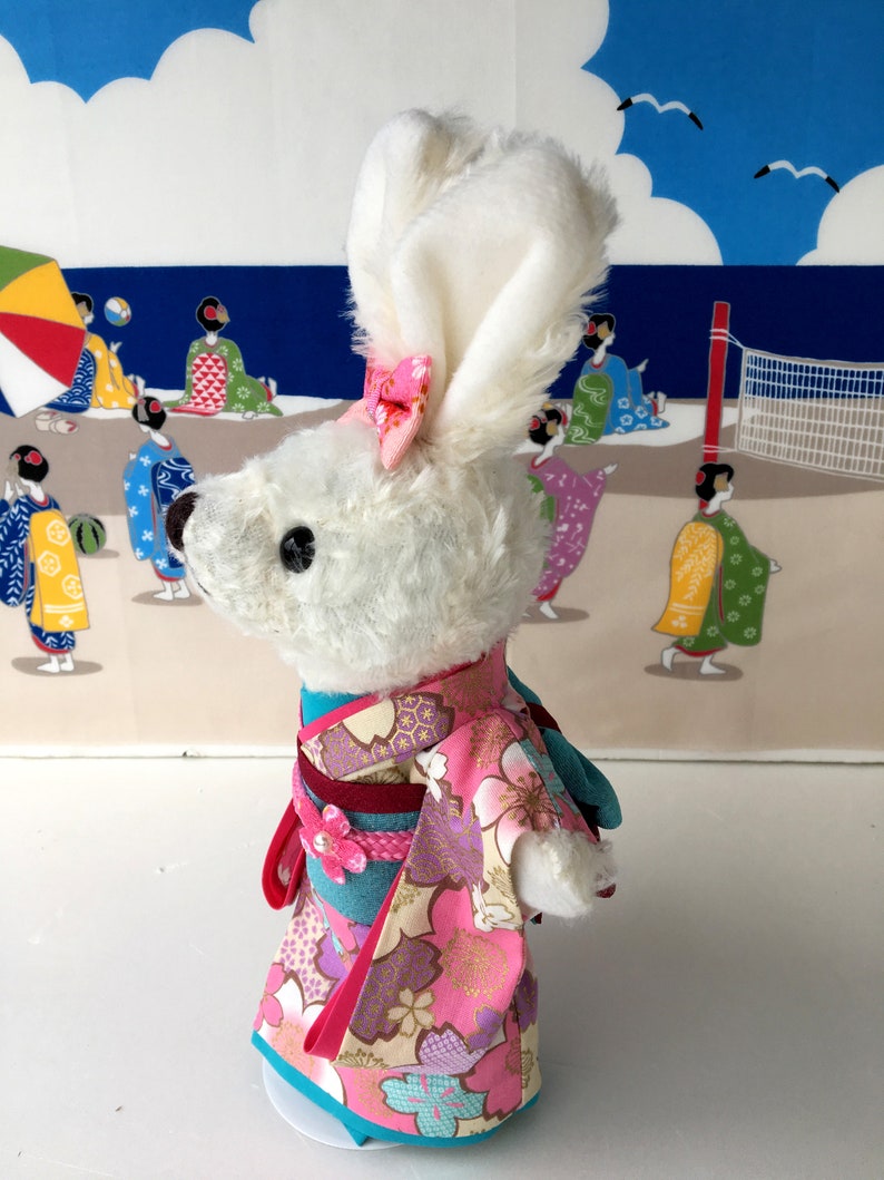 Japanese bunny in a pink kimono Kimono stuffed rabbit geisha | Etsy