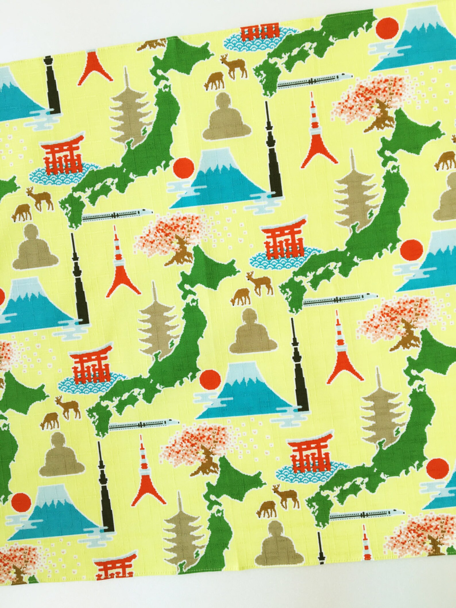 Fuji Furoshiki, Japanesecloth Fabric, Japan Map Cotton, Wrapping Fabric ...