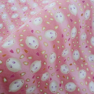 Pink rabbit fabric Bunny fabric japanese cotton fat quarter | Etsy