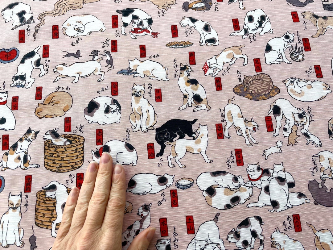 Many Cats Furoshiki Fabric, Japanese Cat Wrapping Cloth, Maneki Neko ...