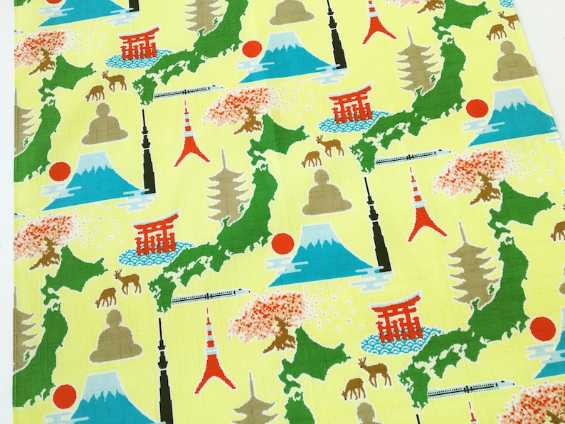 Fuji furoshiki Japanesecloth fabric japan map cotton | Etsy