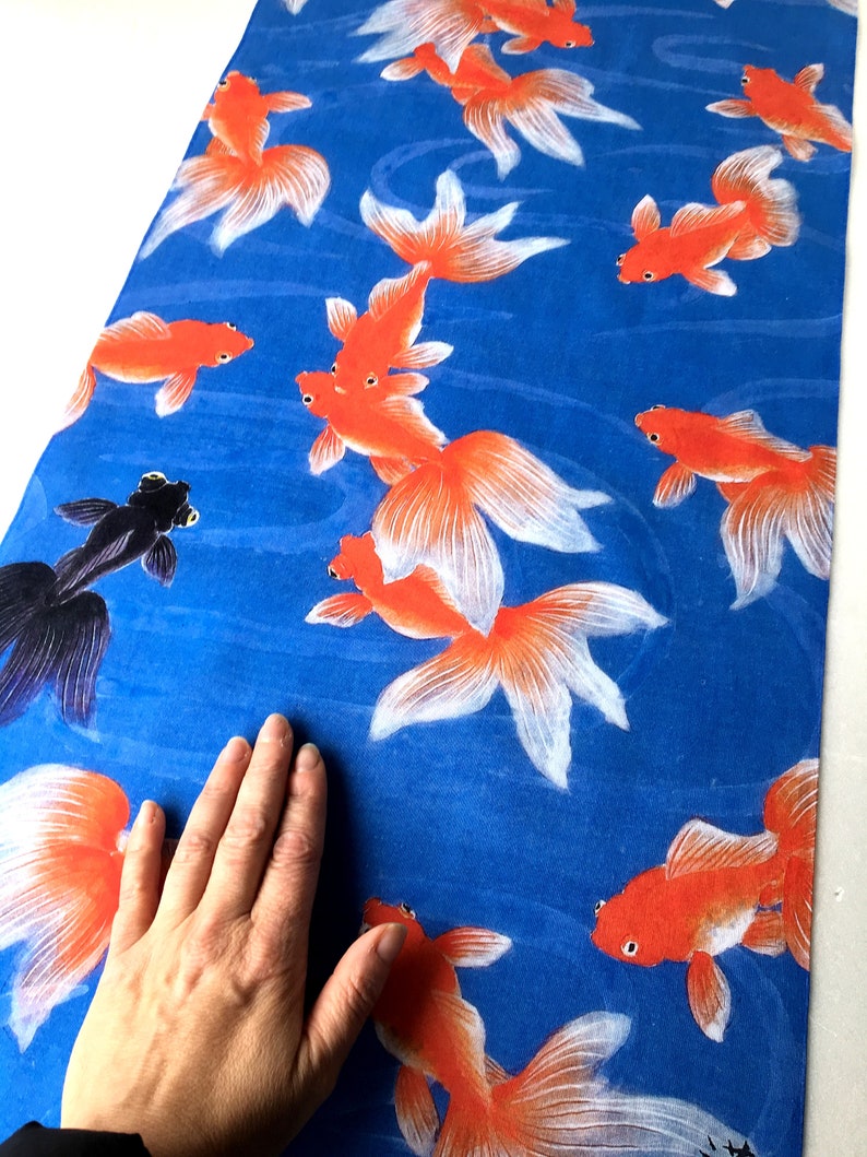 Gold Fish Japanese Tenugui, Japan Kingyo Fabric, Anime Bandana, Gift ...