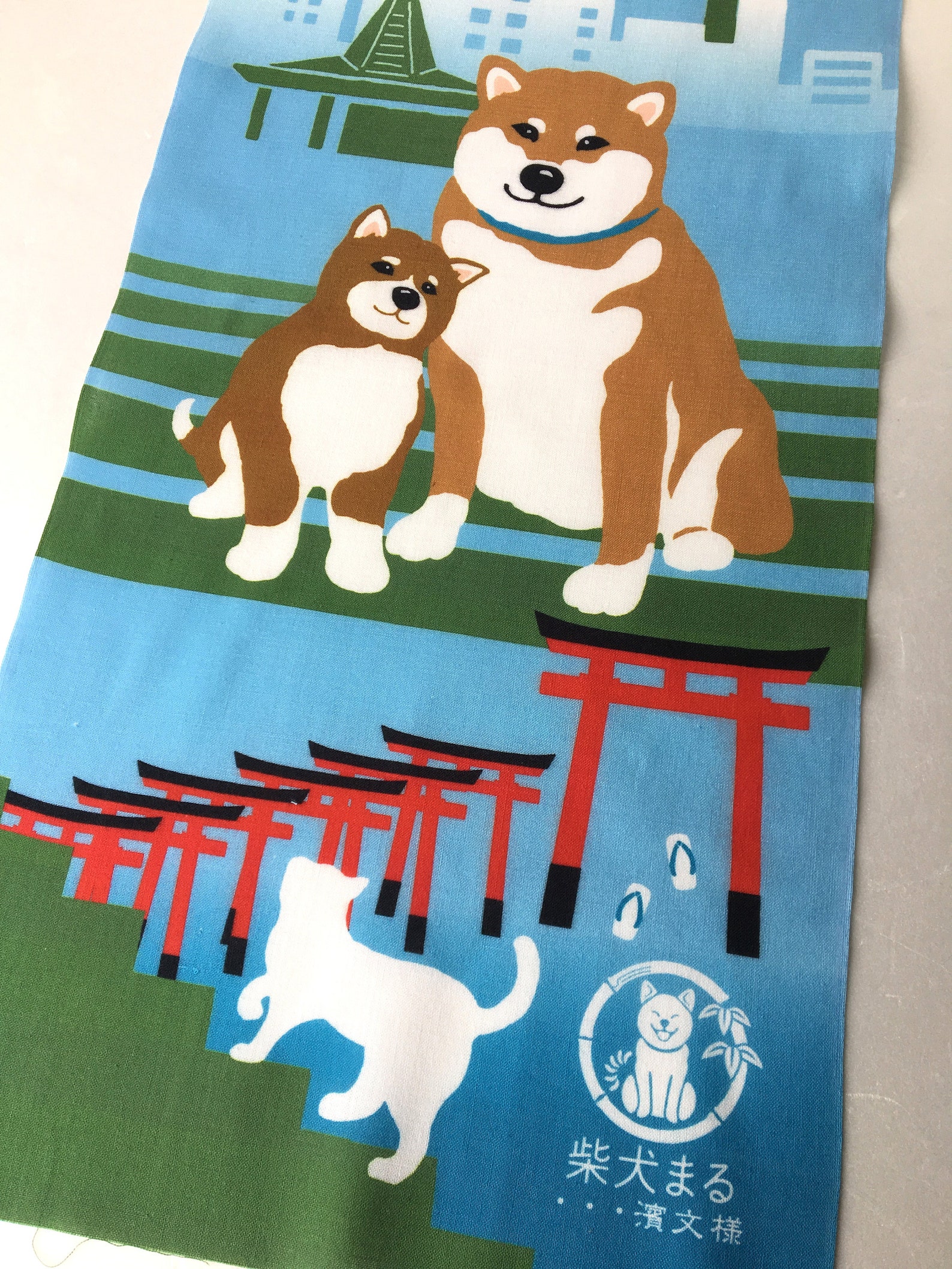 Japanese Shiba Dog, Japan Dog Tenugui Fabric, Lucky Dog Fabric, Matsuri ...