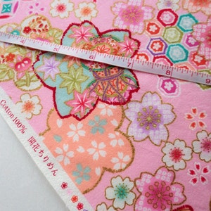 Japanese Cotton Fabric Fat Quarter, Pink Flowers Texture, Quilt ...
