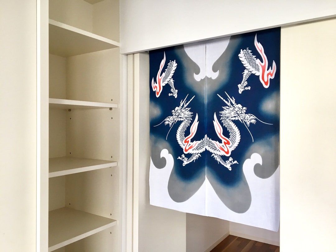 Japanese Dragon Noren, Tenugui Fabric Door Step, Ryu Noren Curtain ...