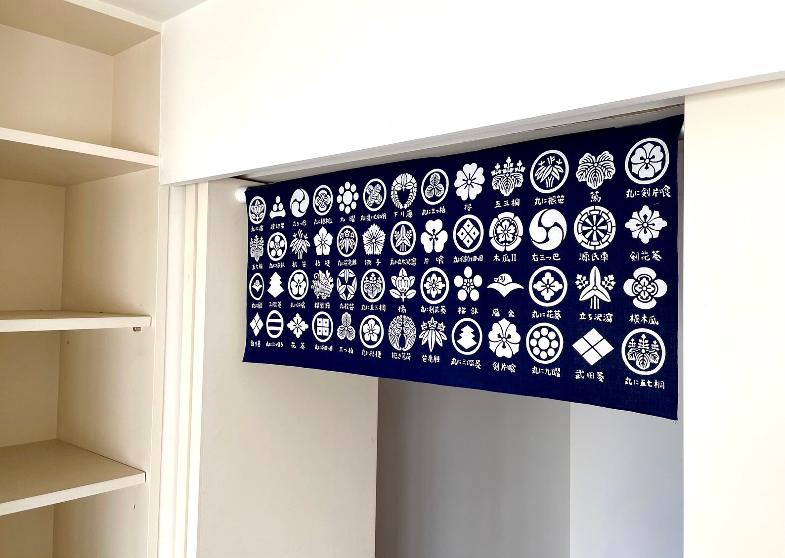 Japanese Family Crest Navy Blue Noren Curtain, Martial Arts Dojo Wall ...