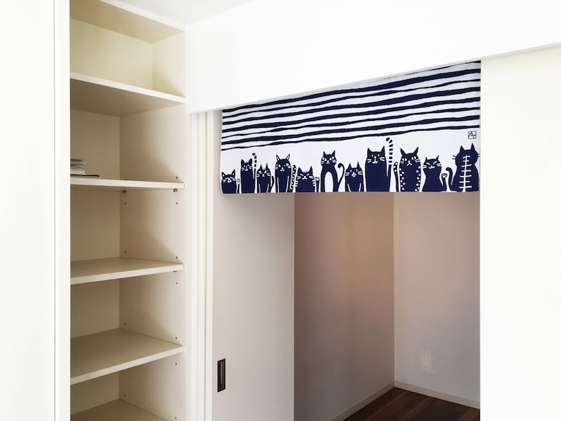 Blue Cats Short Noren Curtain Japanese Cat Valance Kitchen - Etsy