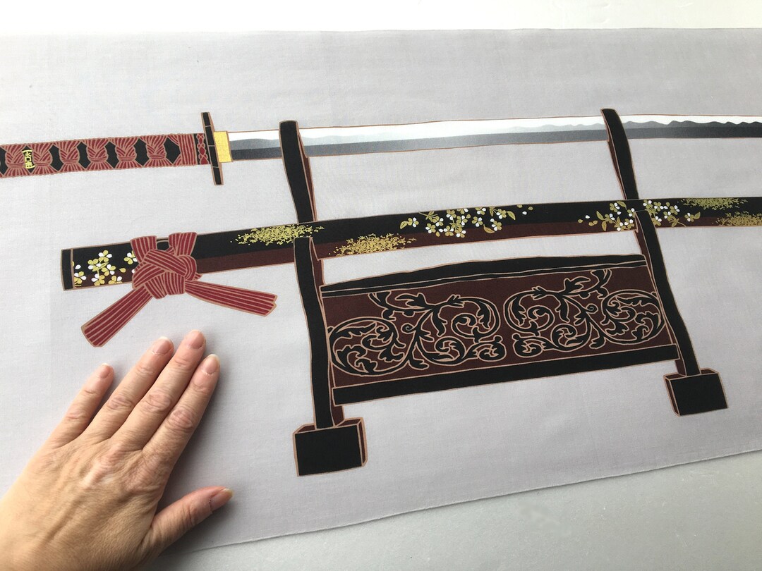 Japanese Katana Fabric, Samurai Kendo Sword Japanese Tenugui Towel ...