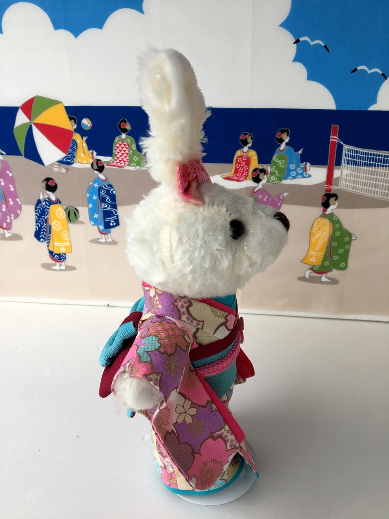 Japanese bunny in a pink kimono Kimono stuffed rabbit geisha | Etsy