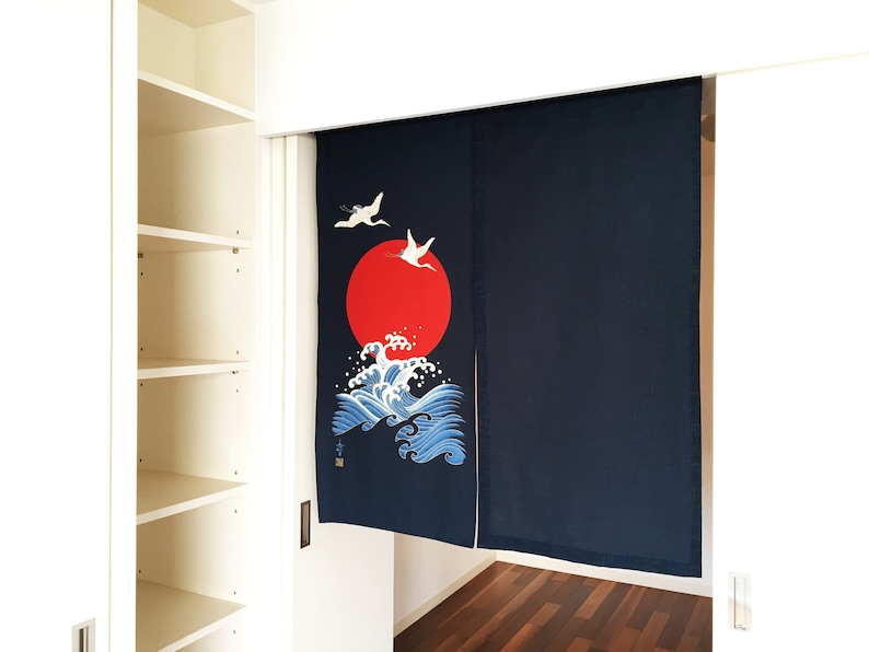 Crane Blue Curtain Japanese Noren Order Made Blue Noren - Etsy