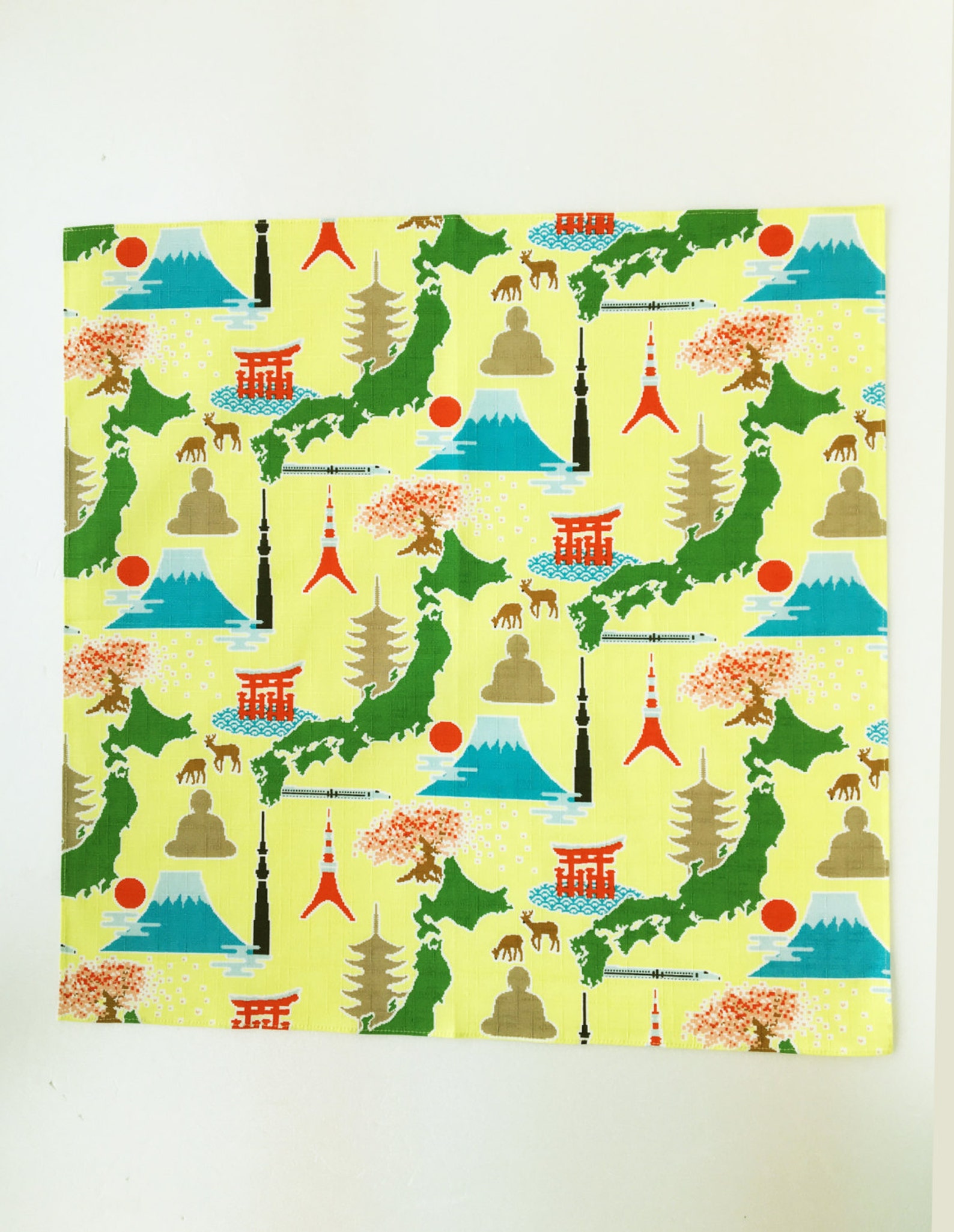 Fuji furoshiki Japanesecloth fabric japan map cotton | Etsy