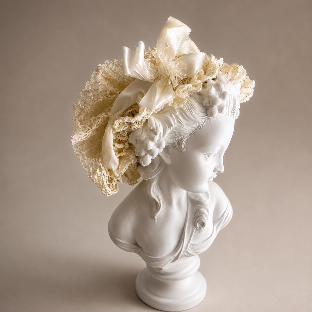 Handmade Vintage Lace Hair Snood Victorian Hair Net Ivory Satin Ribbon ...