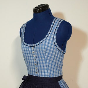 Dirndl With Apron, Blue White Checked Dirndl With Blue Apron, Button Up ...