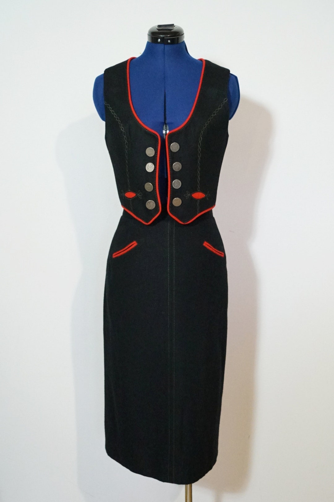 Loden Two-piece Dress Black Loden Suit Tradional Costume - Etsy