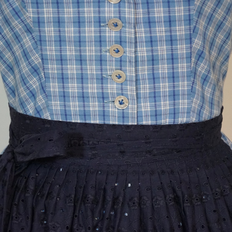 Dirndl With Apron, Blue White Checked Dirndl With Blue Apron, Button Up ...