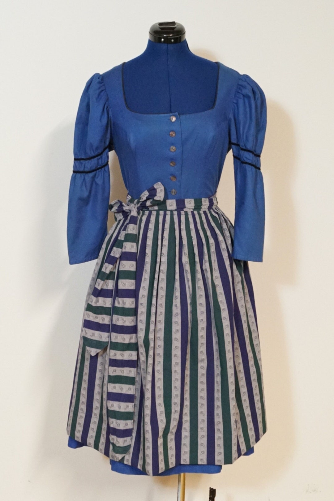 Dirndl With Apron, Blue Dirndl With Long Sleeves - Etsy