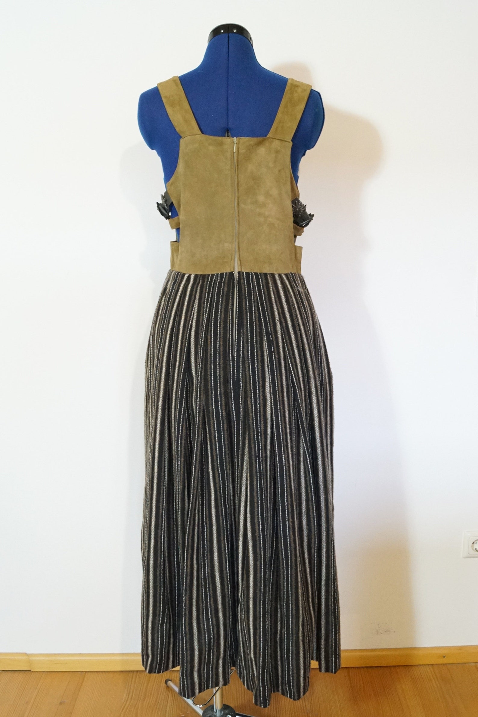 Traditional Dress Linen and Leather Brown Pinafore Dress - Etsy