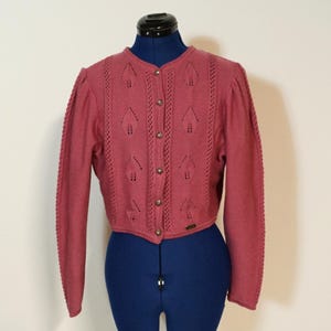 Cardigan With Lace Pattern, Dusky Pink Cardigan With Long Sleeves and ...