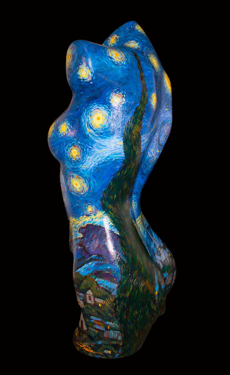 Starry Night Stunning Hand Painted Female Torso Fiberglass Mannequin ...