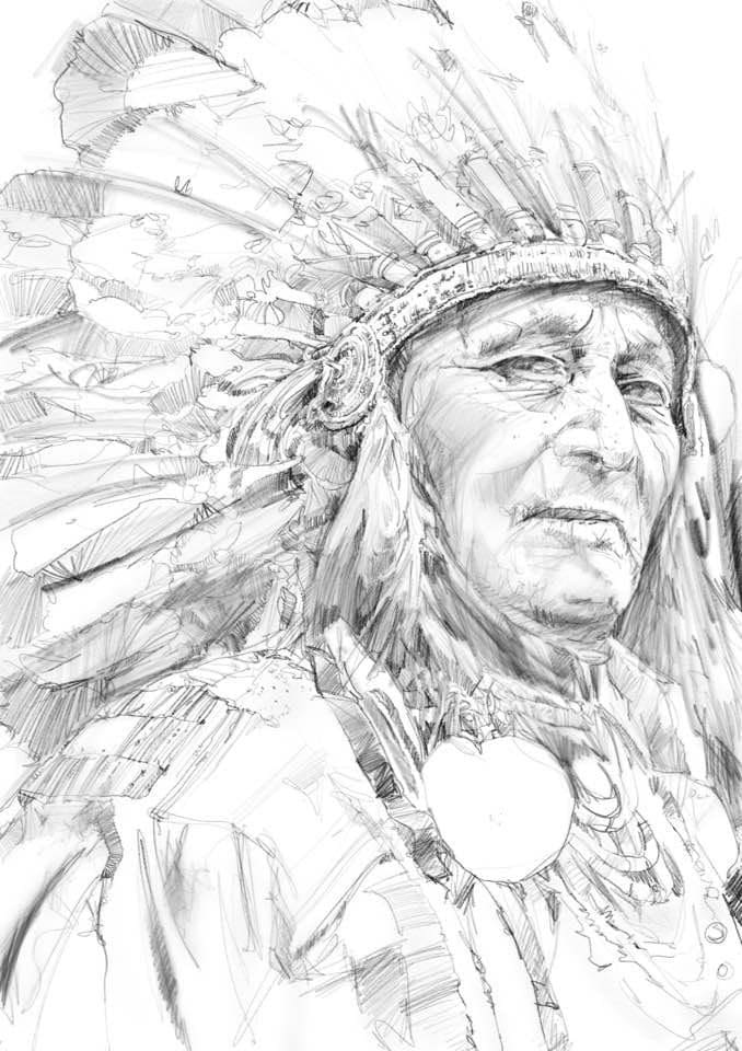 Native American Black And White Drawings