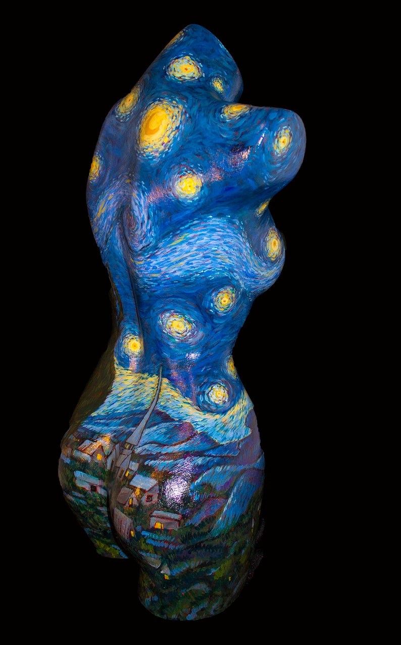 Starry Night Stunning Hand Painted Female Torso Fiberglass Mannequin ...