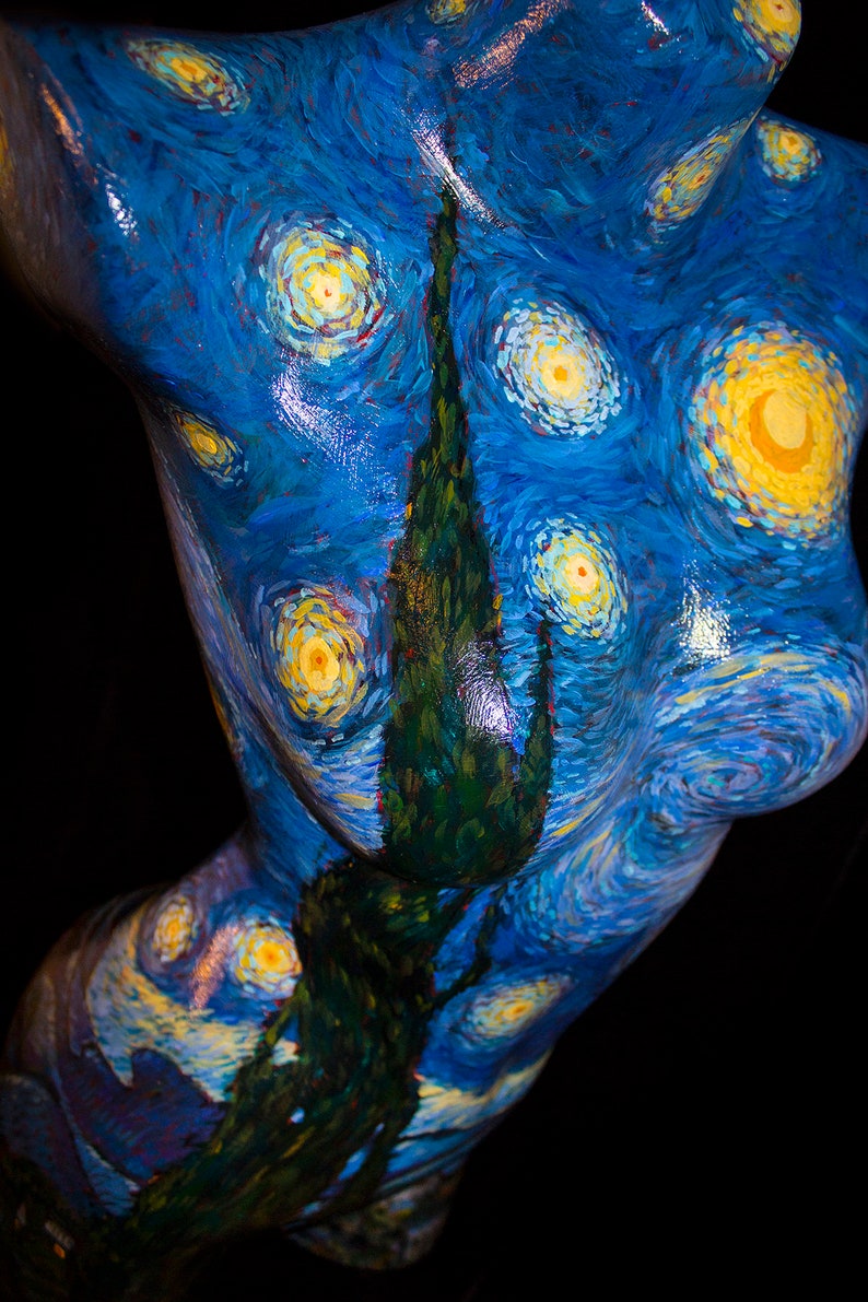 Starry Night Stunning Hand Painted Female Torso Fiberglass Mannequin ...