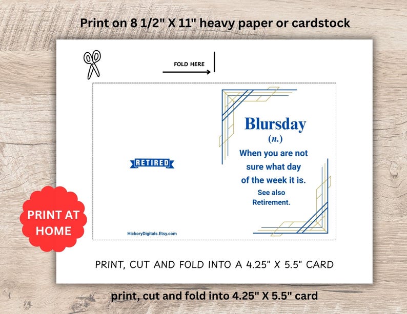 Printable Retirement Card, 2 Sizes, Digital Print at Home, Retire Humor ...