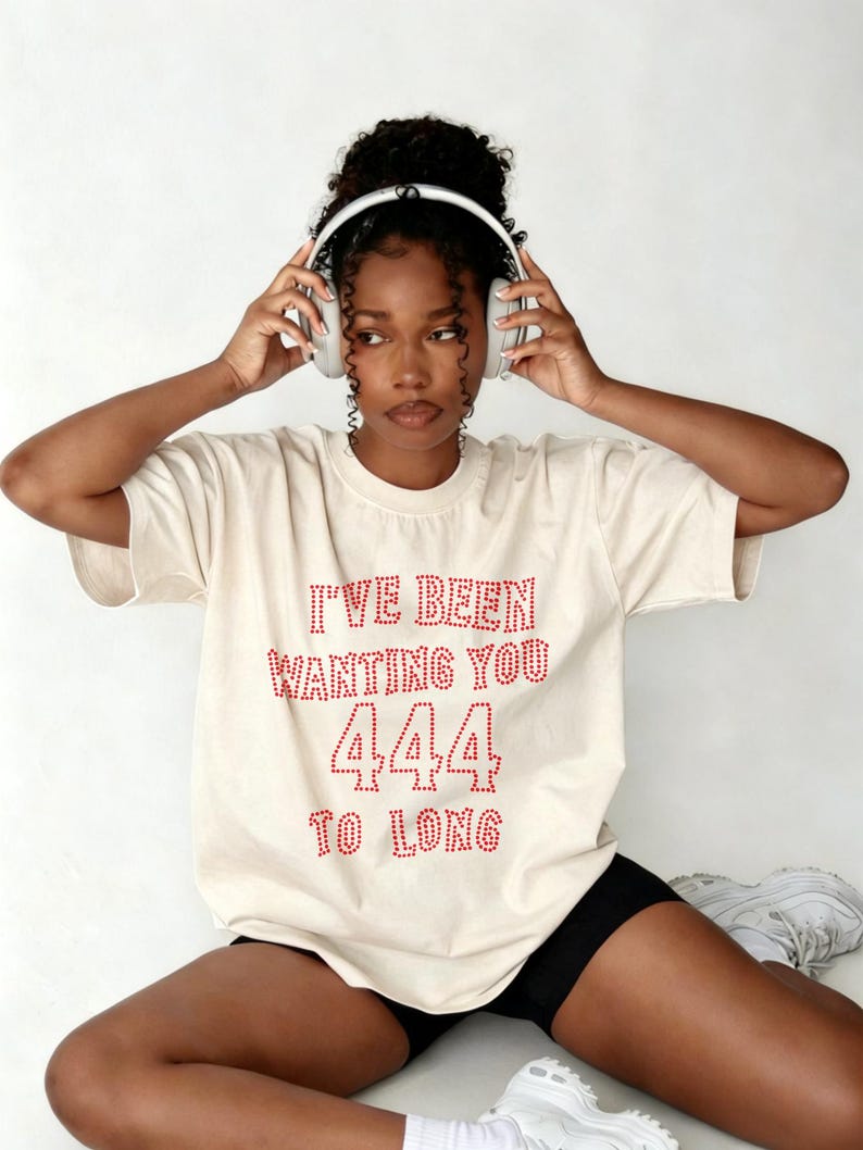 444 Angel Number Graphic Tee, Spiritual Love Quote Oversized Cotton Top ...