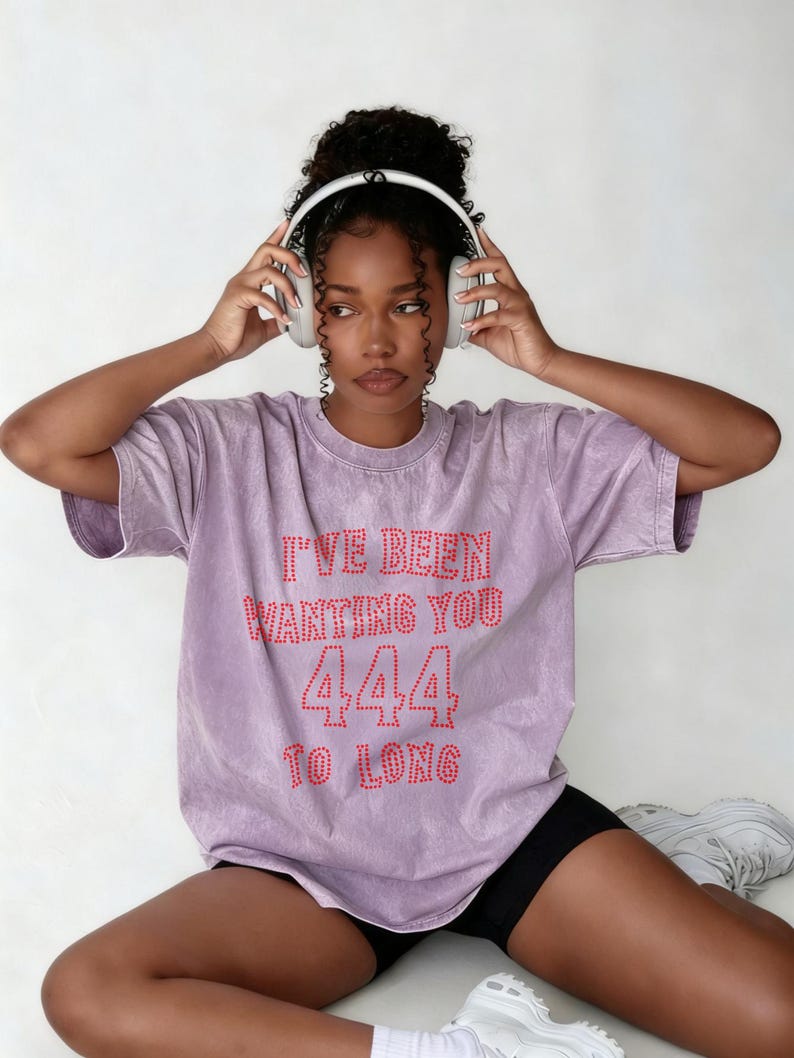 444 Angel Number Graphic Tee, Spiritual Love Quote Oversized Cotton Top ...