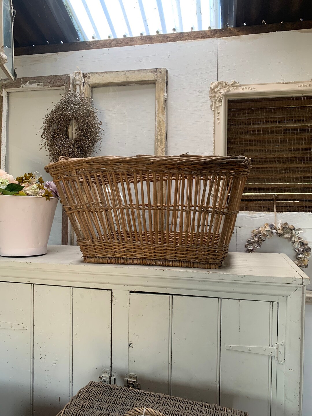 Vintage French Rustic Basket - Etsy