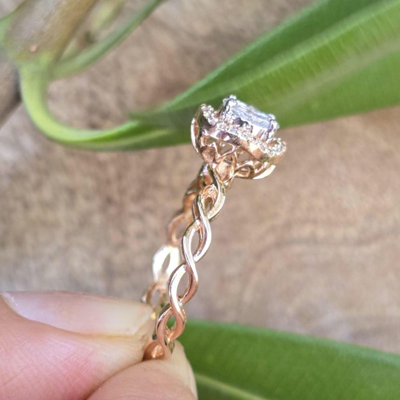 Buy Vintage-inspired Marquise & Baguette Lab Diamond Halo Engagement ...