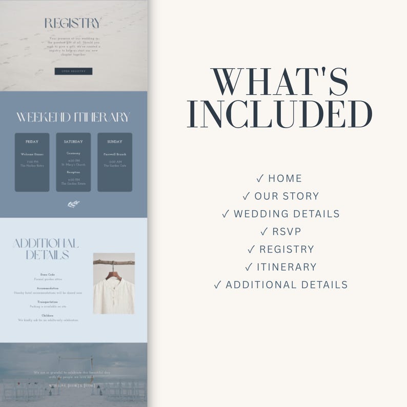 Blue Wedding Website Template, Editable Canva RSVP Wedding Website ...