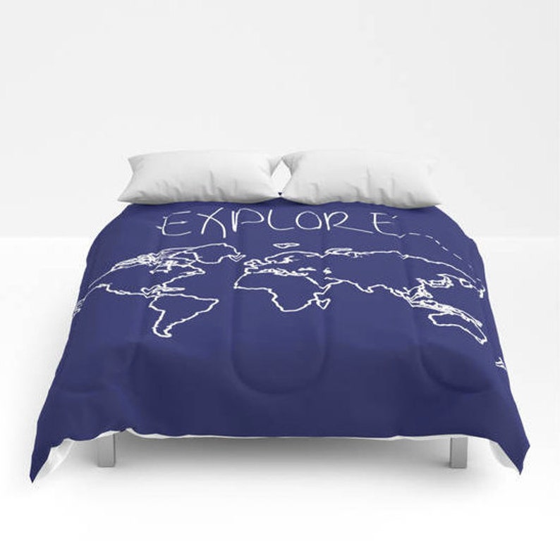 Explore World Map Comforter or Duvet Cover Twin Twin XL | Etsy