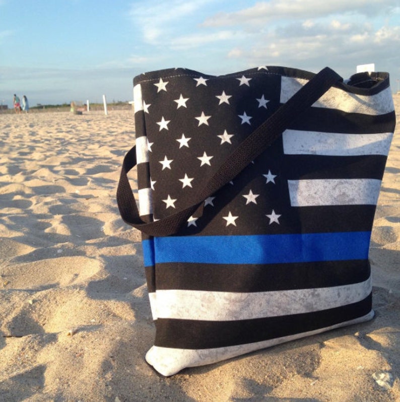 Thin Blue Line Tote Bag or Beach Bag 2 Sizes American Flag - Etsy