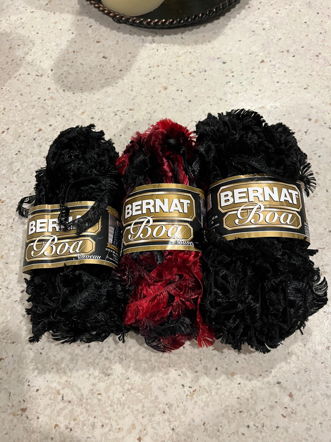 Bernat Boa Yarn Black Boa Red and Black Boa - Etsy