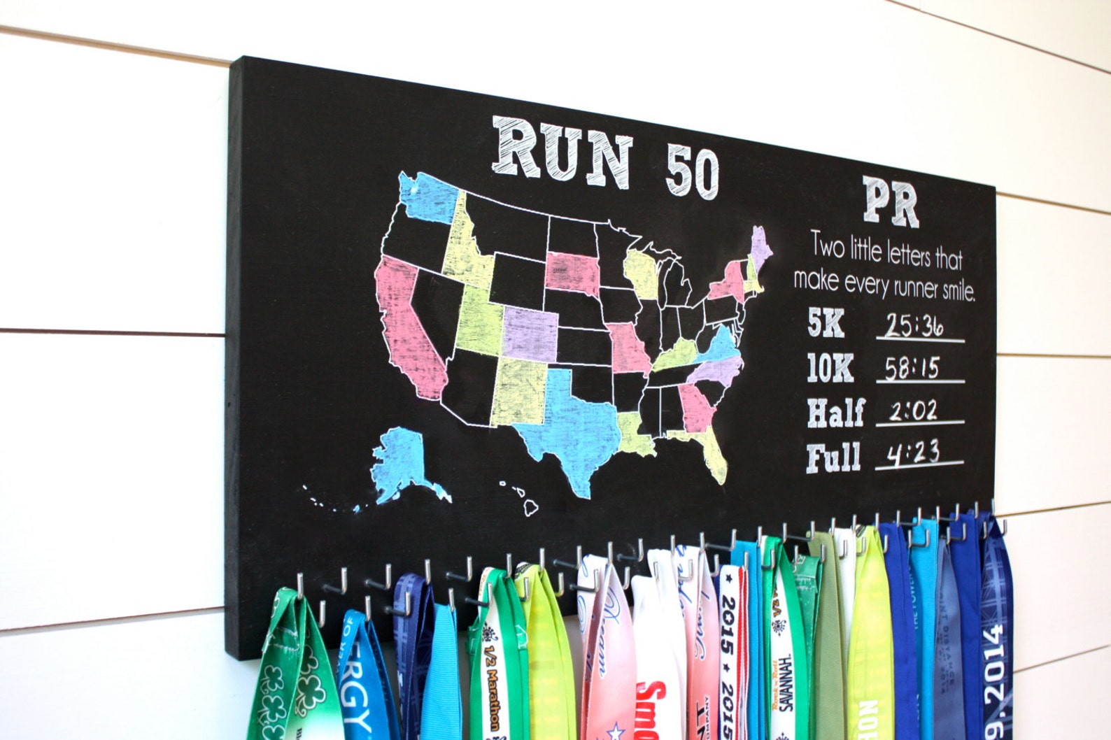 Run 50 States Medal Holder With PR Running Times List and 50 Hooks ...