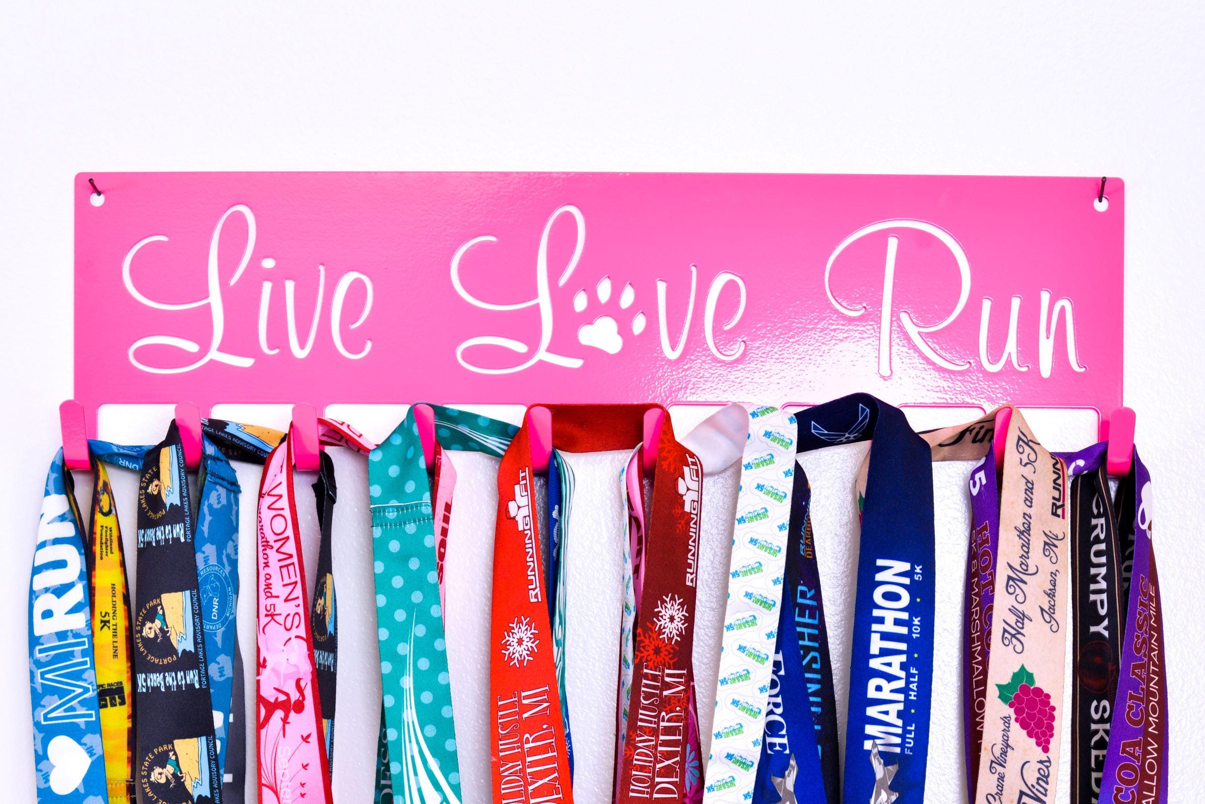 Live Love Run With Dogs Medal Holder, Medal Display, Running Medal ...