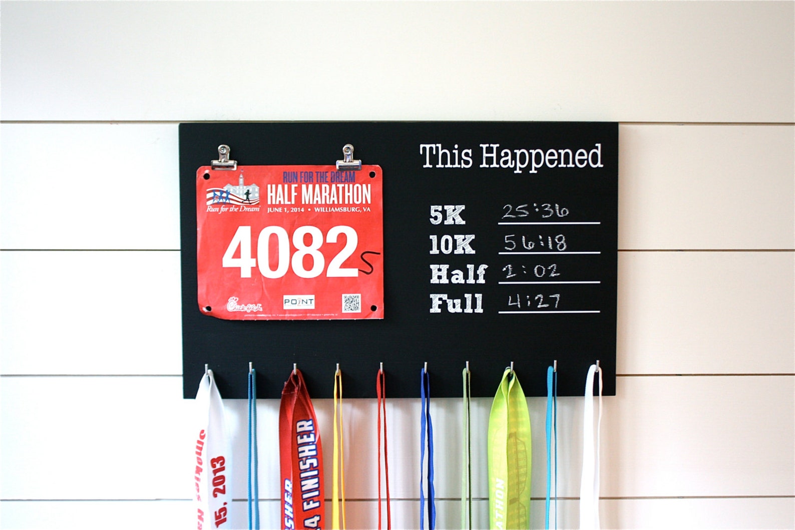 Race Bib and Medal Holder- This Happened - 5K, 10K, Half, & Full on ...