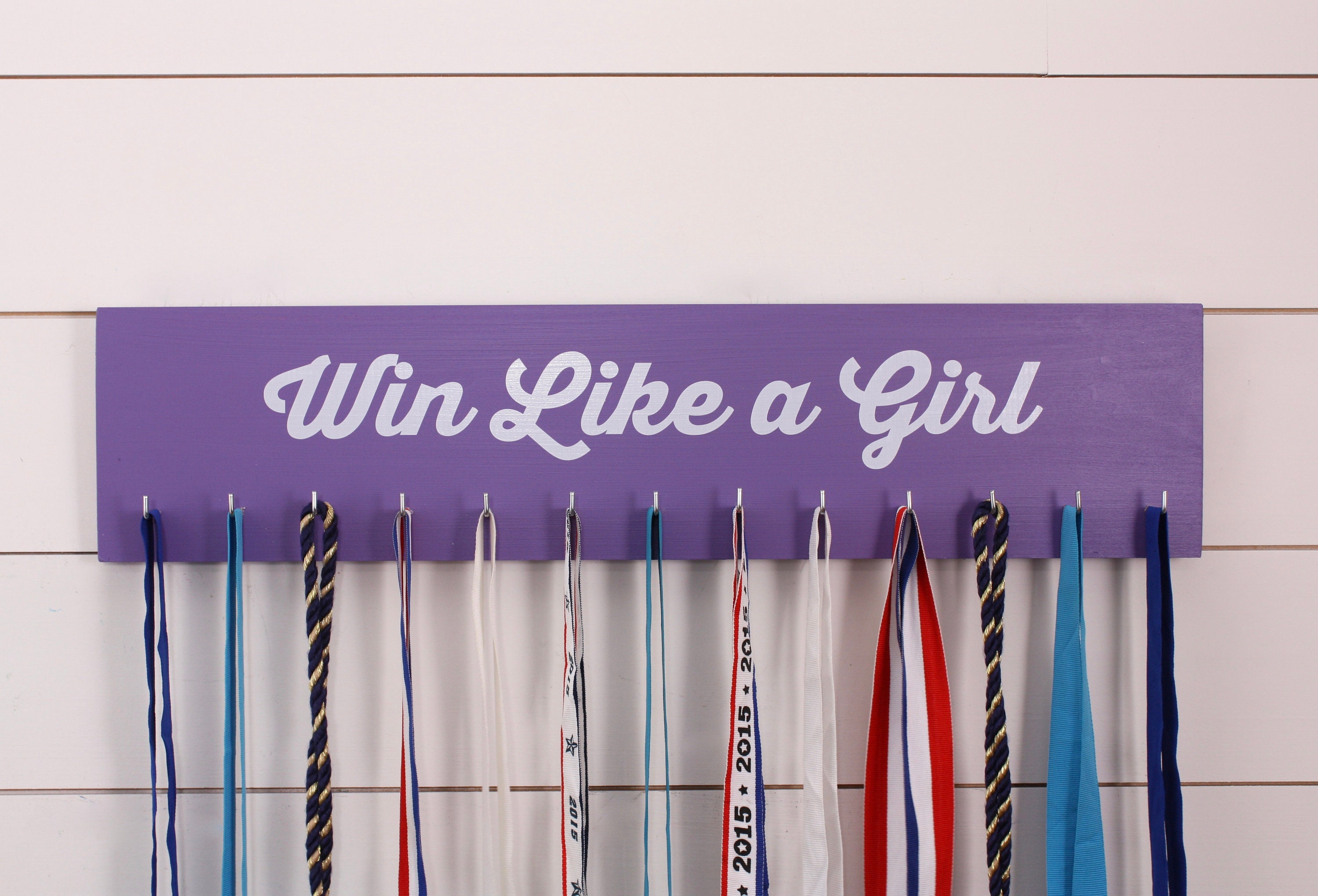 Medal Holder Win Like a Girl Running / Swimming / | Etsy