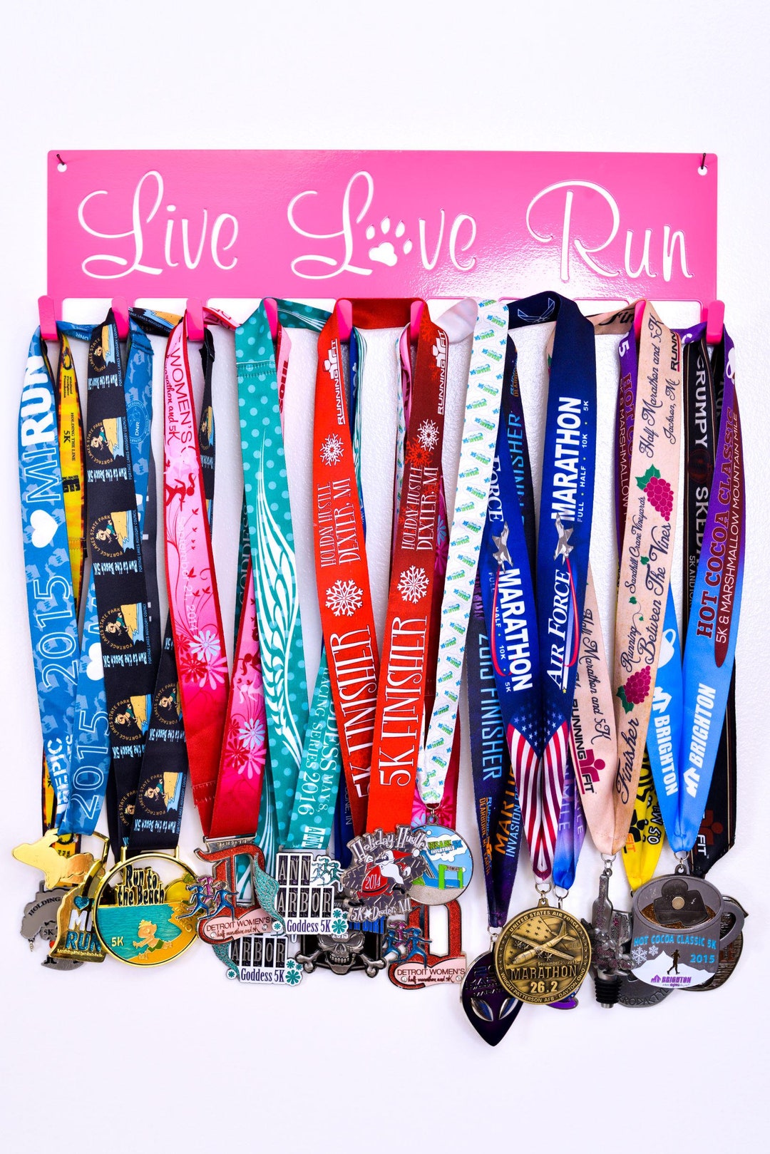Live Love Run With Dogs Medal Holder, Medal Display, Running Medal ...