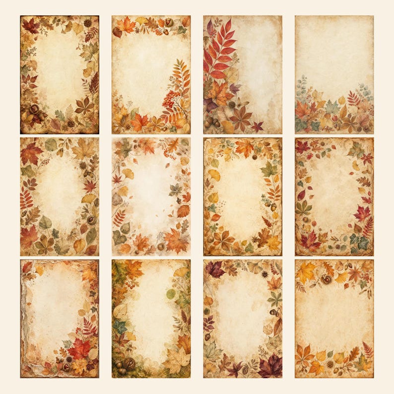 Fall Leaves Junk Journal Pages, Autumn Watercolour Printable Kit, 100 ...