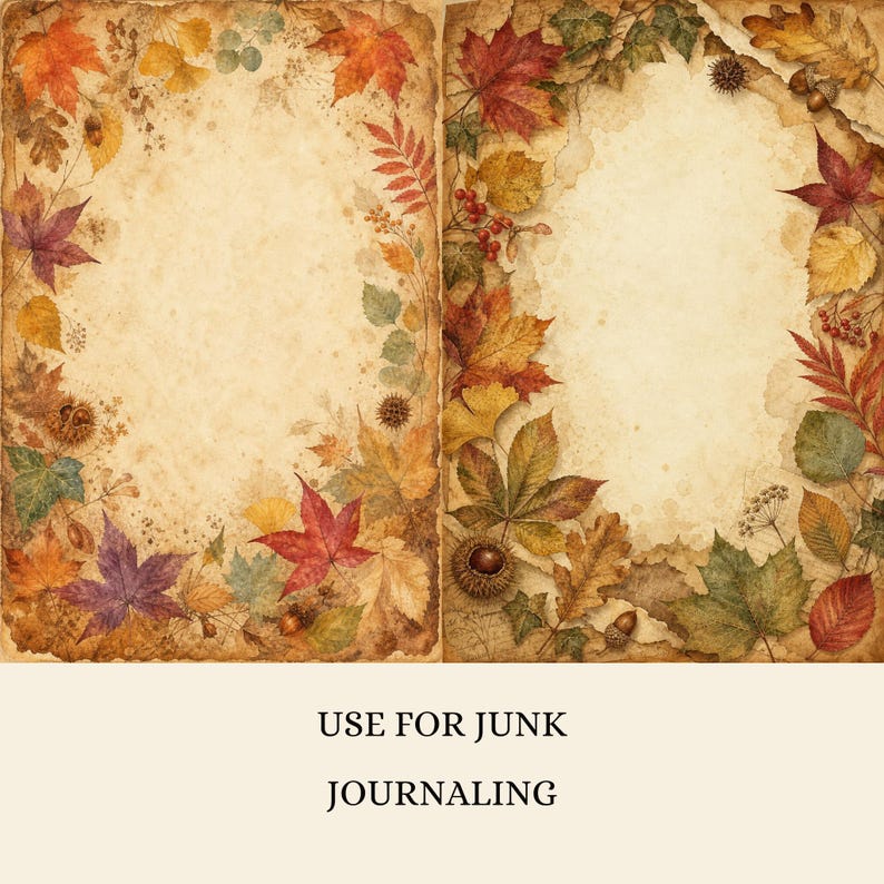 Fall Leaves Junk Journal Pages, Autumn Watercolour Printable Kit, 100 ...
