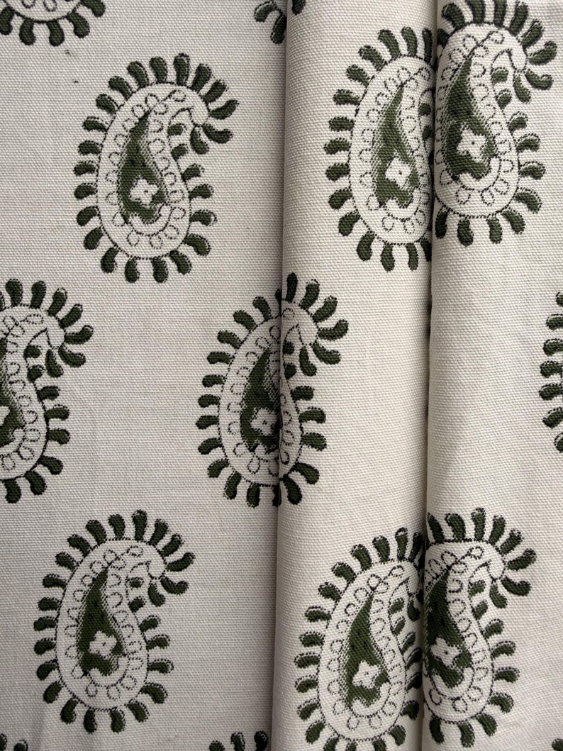 Hand Block Print Linen Fabric | Floral Upholstery, Curtains, Home Décor ...