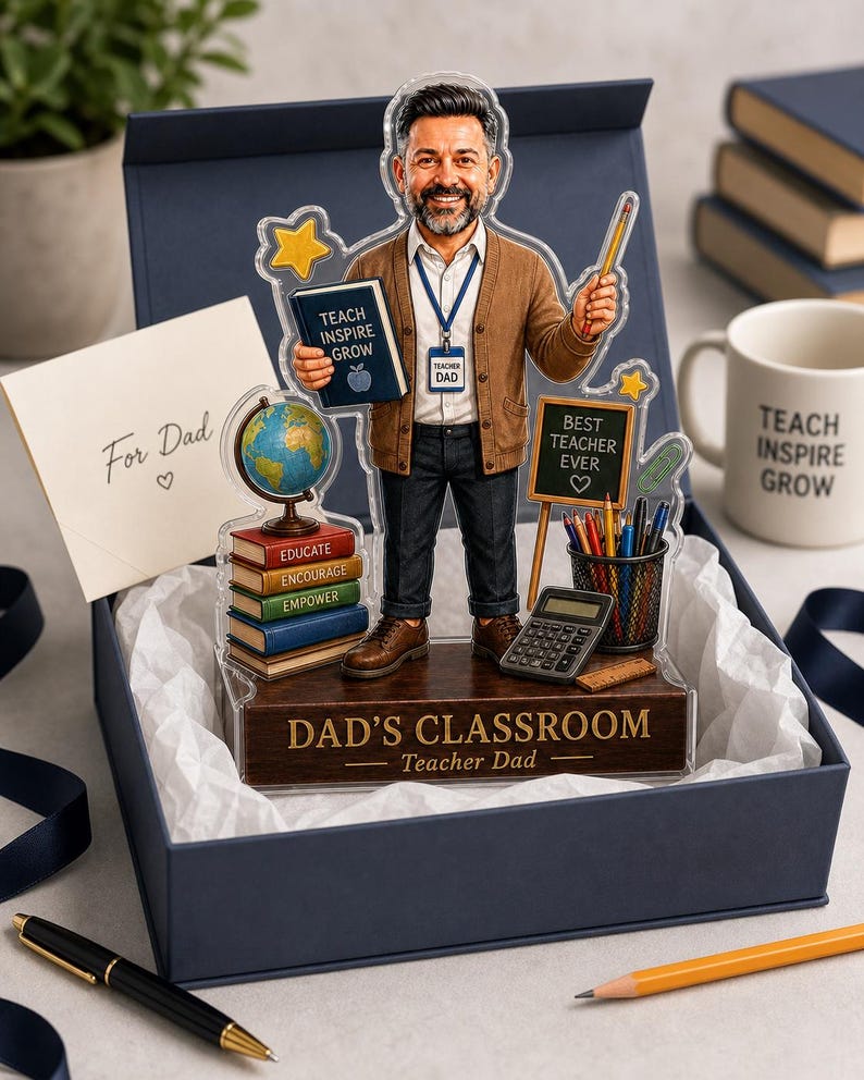 Custom Male Teacher Acrylic Plaque, Personalized Teacher Dad Gift ...