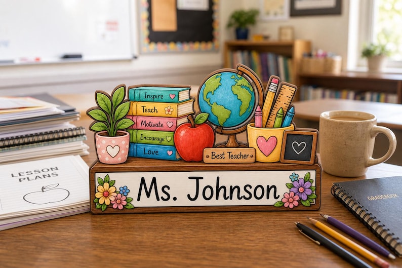 Custom Back to School Teacher Wooden Plaque, Personalized Teacher Name ...