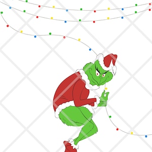 How the Grinch Stole Christmas PNG, Grinch Pulling Down Lights, Dr ...