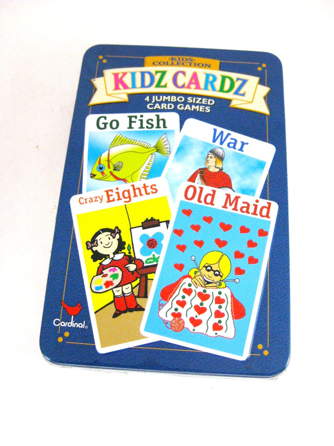 Cardinal KIDZ CARDS, 4 Jumbo Size Card Games for Kids, Metal Tin ...