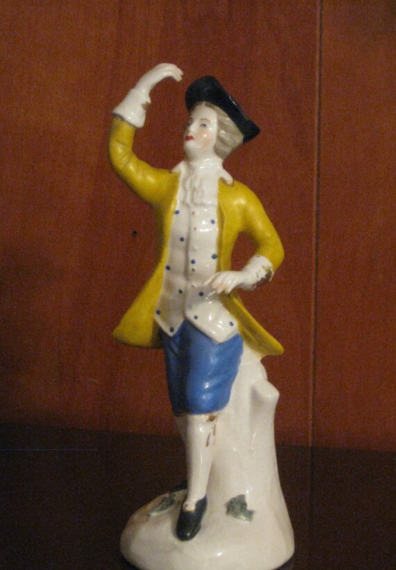 Figurine Vintage Porcelain Man Figurine Hand Painted - Etsy