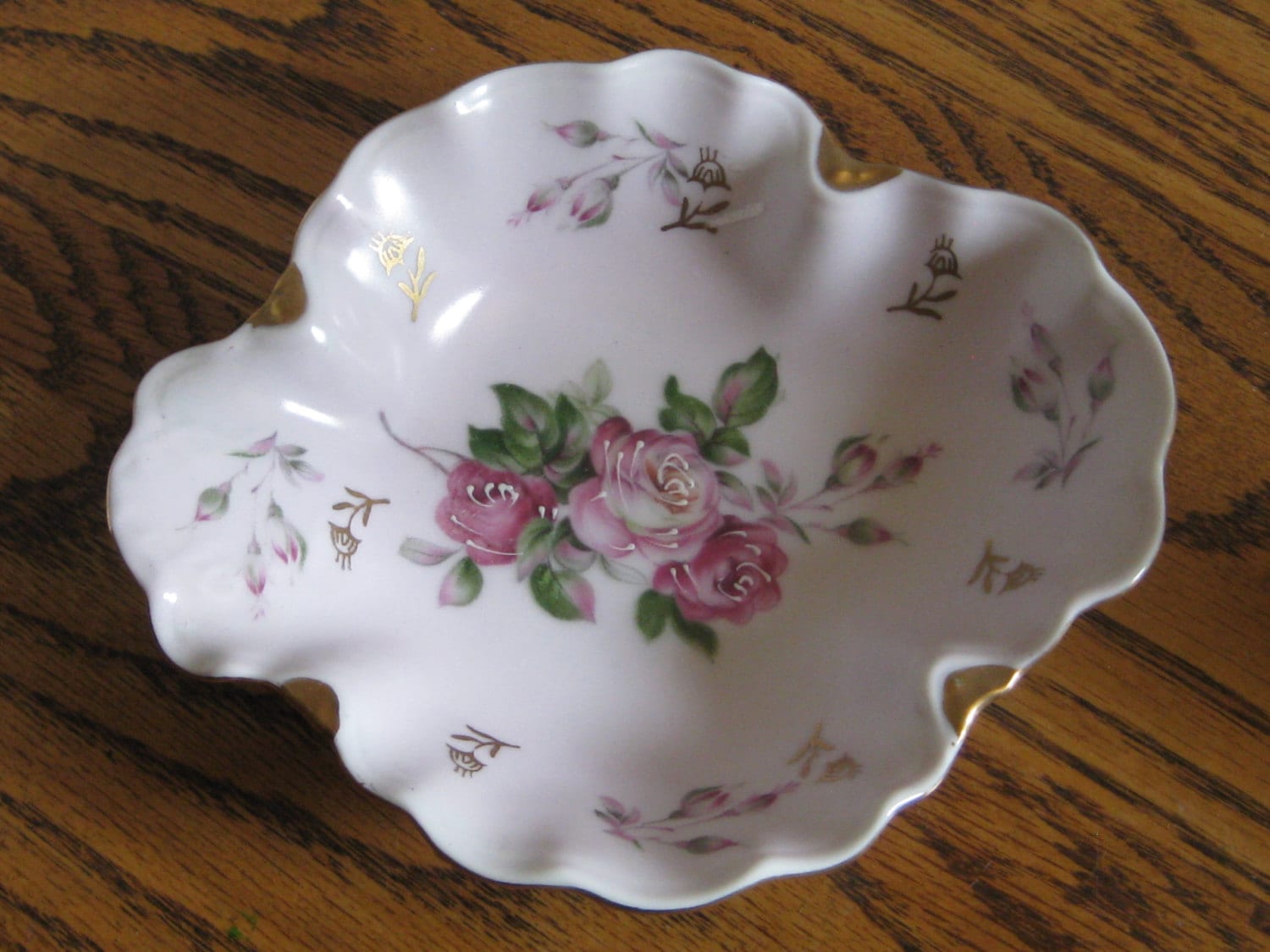 Serving Dish, Vintage Hand Painted Flower Shaped Porcelain Dish, Candy ...
