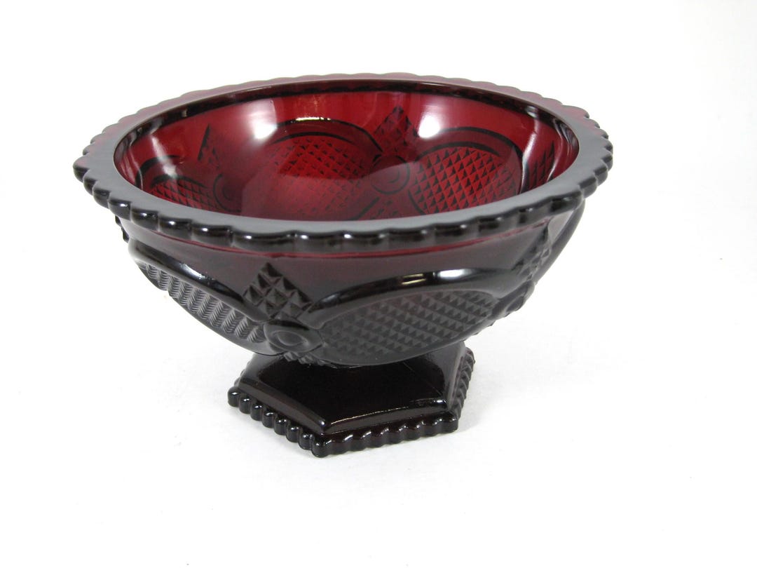 Avon Cape Cod Pedestal Serving Dish, Candy Dish, Collectable, Red ...